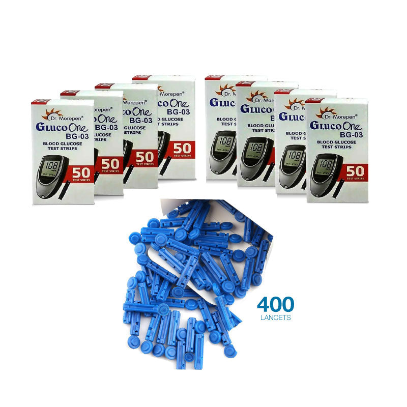Dr Morepen BG03 400 Test Strips with 400 Generic Round Lancets Combo